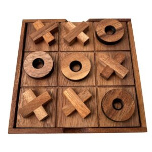 nutta - tictactoe wooden game size 5.5 x 5.5 inches tic tac toe wooden board games coffee table desk toy fun game friends and family adult games travel backyard indoor outdoor decorative decor room