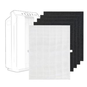 buyfun 115115 size 21 replacement filter a h13(merv 17) true hepa filter compatible with winix c535, plasmawave 5300, 5300-2, 6300, 6300-2, p300 plasma wave, 1×hepa filter+4×carbon filter