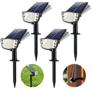 innogear solar outdoor lights, 48 led spot lights outdoor ip67 waterproof spotlights for yard solar spotlight 2-in-1 landscape spotlights auto on/off for driveway walkway patio, pack of 4 (white)