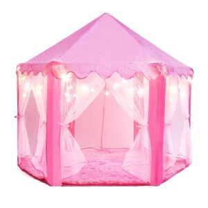 princess tent for kids - 55" x 53" with led star lights | princess toys | toddler play tent | playhouse, castle