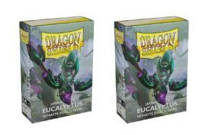 dragon shield bundle: 2 packs of 60 count japanese size dual matte card sleeves - matte eucalyptus