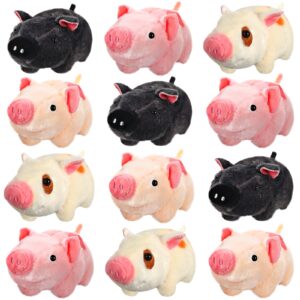 12 pack cute plush animal toys 4 inch mini plush ornament stuffed doll keychain tote bag pendant for birthday party likes diy home decor (pig style)