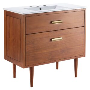 modway cassia 36" bathroom vanity, 36 inch, natural white