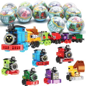 umeelr building blocks, 12pcs train toys surprise eggs sets, easter egg train building blocks for kids, easter gift, party prizes, baby's first birthday, ages 2+