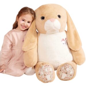 ikasa giant rabbit stuffed animal plush toy, 30" large cute jumbo bunny toys for kids girls boys girlfriend