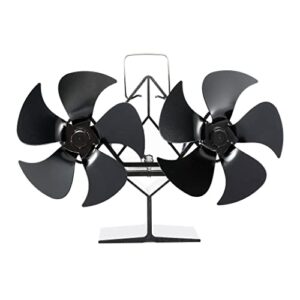 uxzdx cujux 10-blade fireplace fan double-headed silent thermal heating heat powered stove fan (color : black, size : 160x185mm)