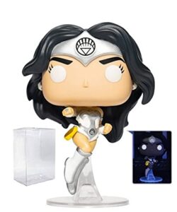 wonder woman 80th anniversary white lantern glow-in-the-dark pop! vinyl figure - ee exclusive - bundled with compatible pop box protector