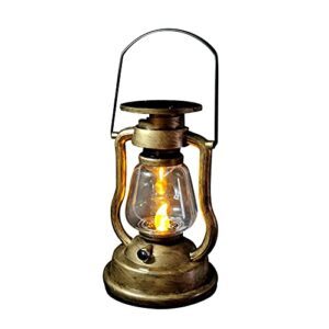 vintage lantern flame light classic retro flickering flame indoor decorative hangings, christmas 300mah rechargeable solar powered antique copper outdoor camping lanterns for home garden hiking