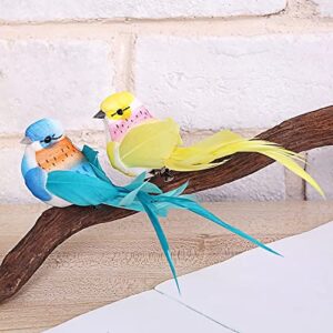 12pcs artificial simulation foam birds feather mini colorful birds for craft home ornaments garden wedding decorations