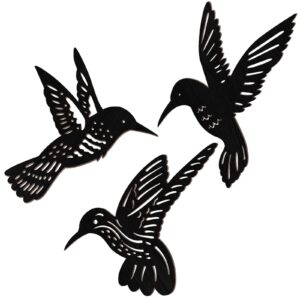 3 pieces wood hummingbird wall art decor 9 inch hummingbird wall decorations for bedroom black wood wall sculpture bird indoor kitchen wall hanging balcony decor for home bedroom office garden