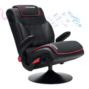 von racer video game chair with speakers, 2.1 audio foldable floor gaming chair, pedestal pc chair 2 speakers and 4” subwoofer