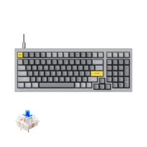 keychron q5 96% layout wired custom mechanical keyboard, hot-swappable gateron g pro red switch, qmk/via programmable macro, full aluminum, rgb backlight, double gasket for linux mac windows - grey