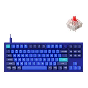 keychron q3 wired custom mechanical keyboard knob version, tkl tenkeyless qmk/via programmable macro with hot-swappable gateron g pro red switch double gasket compatible with mac windows linux (blue)