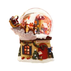 zsm music boxes for boys and girls music box christmas music box 'jingle bells' musical figurine crystal ball music box santa and reindeer christmas snow globe