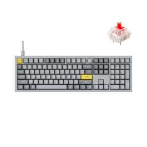 keychron q6 wired custom mechanical keyboard knob version, full-size qmk/via programmable macro with hot-swappable gateron g pro red switch double gasket compatible with mac windows linux (grey)