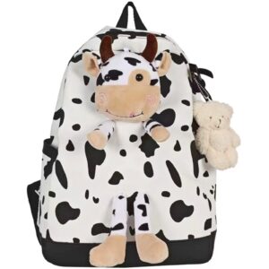 vtyubx large kawaii backpack cow stuffed animal backpack school girl cute bag plush purses fuzzy backpack kawaii bookbag (plush cow,large)