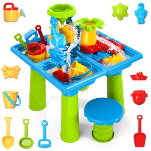 bennol sand and water table, 4 in 1 outdoor sand water play table beach toys for toddlers kids boys girls, outdoor activity summer toys for toddlers age 1-3 3-5