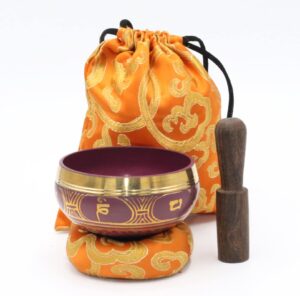 tibetan colored singing bowl set-for meditation, yoga, sound therapy, spiritual healing, prayer, mind and body relaxation (3")