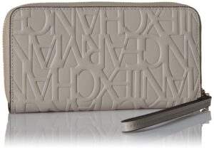 a|x armani exchange womens all over logo zip wallet wristlet wrislet bag, noise, one size us