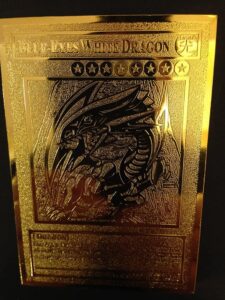 blue-eyes white dragon gold metal yugioh card