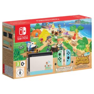 nintendo switch console - animal crossing: new horizons edition - pastel green and blue joy-con (renewed)