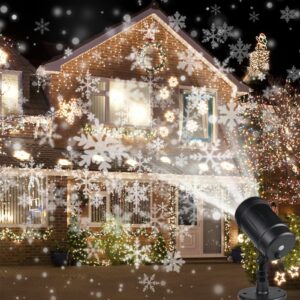 (2021 version) christmas snowflake projector lights, 180°rotating led snowfall projection outdoor lights outdoor indoor, waterproof led snow falling projector for patio, garden, party