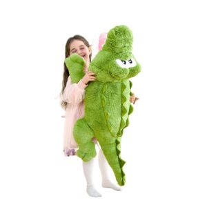 ikasa giant crocodile stuffed animal plush toys,soft toy 30" alligator large cute huge jumbo big size kawaii fluffy fat plushie,gifts for kids