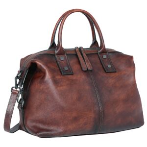 iswee shoulder bag satchel purses vintage leather handbags for women luxury tote purse large crossbody bags hobo (coffee)