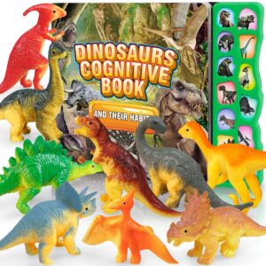 ivoxex dinosaur toys,dinosaur sound book with pack of 12 toy figures,realistic roars,interactive perfect for kids dinosaurs educational toys for 3 4 5 6year old boys&girls