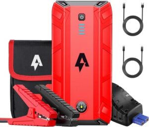 audewdirect jump starter 1500a peak current 18000mah (8.0l gas engine and up to 6 l diesel engine) portable car jump starter 12v car battery with quick charge (epower-172)