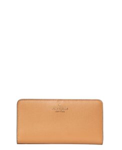 kate spade new york darcy large slim bifold leather wallet in saddle/gold