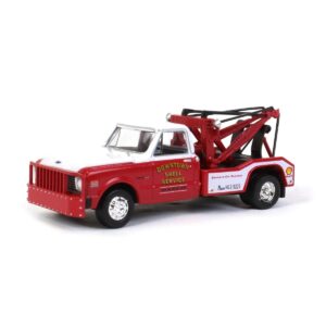 1972 chevy c-30 dually wrecker tow truck red and white downtown shell service dually drivers series 8 1/64 diecast model car by greenlight 46080 b