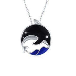 aoveao dolphin necklace, whale necklace 925 sterling silver hawaii ocean theme pendant necklace dolphin whale jewelry mother's day gifts for women girls birthday