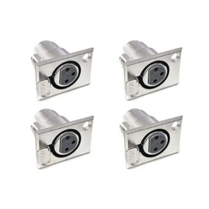 xlr 3-pin female jack socket audio speaker panel mount connector adapter for microphone 4pcs