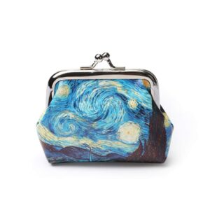 ayrsjcl 1pc van gogh oil printing small wallet wallet purse starry night card holder organizer