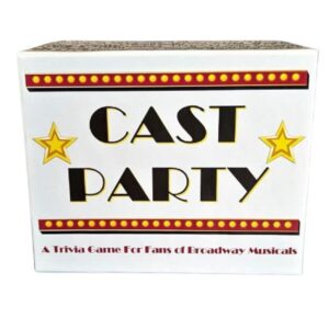 cast party! | party game for theater people | broadway musical trivia | broadway gift idea | 400 trivia cards for musical theatre enthusiasts | trivia night on broadway