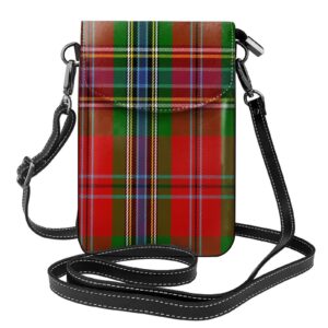 small crossbody scottish clan maclean tartan crossbody purse bag fashion cell purse wallet for women/girls gift, black