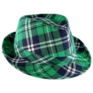 st. patrick's day plaid fabric fedora st. patrick's day accessories green fedora women's berets hats for adult (cute style)