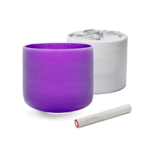 sitsang purple b note crystal singing bowl crown chakra 6 inch with sponge padded bundle bag and singing bowl rubber mallet and suede striker