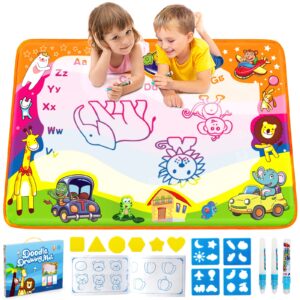 kazswitle water drawing mat, kids toys painting writing coloring mat, mess free water doodle mat magic pens educational toys halloween xmas gifts for 2 3 4 5 6 year old girls boys kid toddler