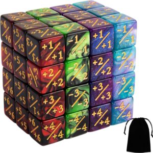 48 pcs magic the gathering mtg counter dice marble bulk life counters tokens dice compatible with magic card game accessories ccg creature stats, 4 colors