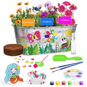 paint & plant flower growing kit & diamond painting kit for kids - best diy craft gifts for boys & girls age 6,7,8-12 years old - gardening kit gifts - best art & craft gifts for kids - best diy gifts