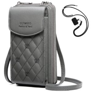 crossbody phone purse for women kinouchi leather shoulder bag rfid blocking fashion cell phone wallet with cellphone lanyard