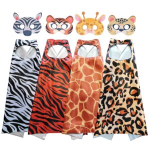 uoyoi animal mask and capes for costumes birthday party gifts for jungle safari theme party supplies,wild one birthday decorations zoo party favor,kids dress up set