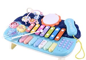 alobeby baby toys 6 months plus musical toy, kids electronic piano keyboard xylophone drum toys set with light, eduactional gift sets for baby infant, toddler girls boys toys