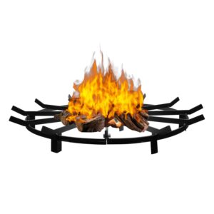 round fire pit grate 32 x 32 x 4.5 inches, heavy duty wagon wheel firewood fireplace grate, 6 + 2 legs spider fire pit grill grates, fire logs stove burning rack for inside outdoor campfire bar