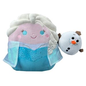 squishmallows official kellytoy disney characters squishy soft stuffed plush toy animal (10 inch, elsa with olaf)