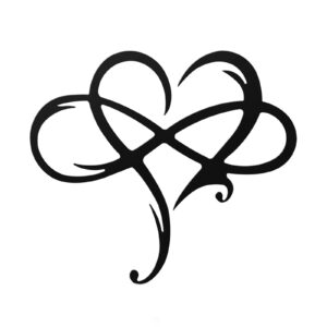 lahoni infinity heart metal wall decor, 16x14 inch heart shaped wall art sculptures love sign ornaments for home, living room, bedroom, outdoor garden decor (black)