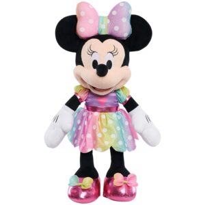 disney junior minnie mouse bows-a-glow music and lights feature plush stuffed animal, kids toys for ages 3 up, amazon exclusive by just play