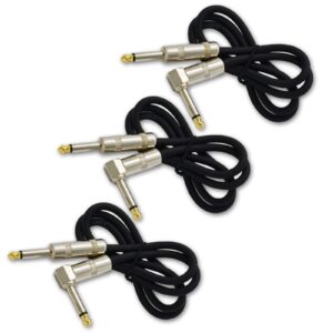 sbe-rsyun guitar cable 3ft 1/4 instrument cable right angle to straight 1/4" plug for electric guitar bass amplifier audio,black 3 pack